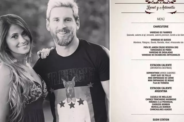 Teil der Hochzeitsmenü Lionel Messi und Antonella Rokzzo