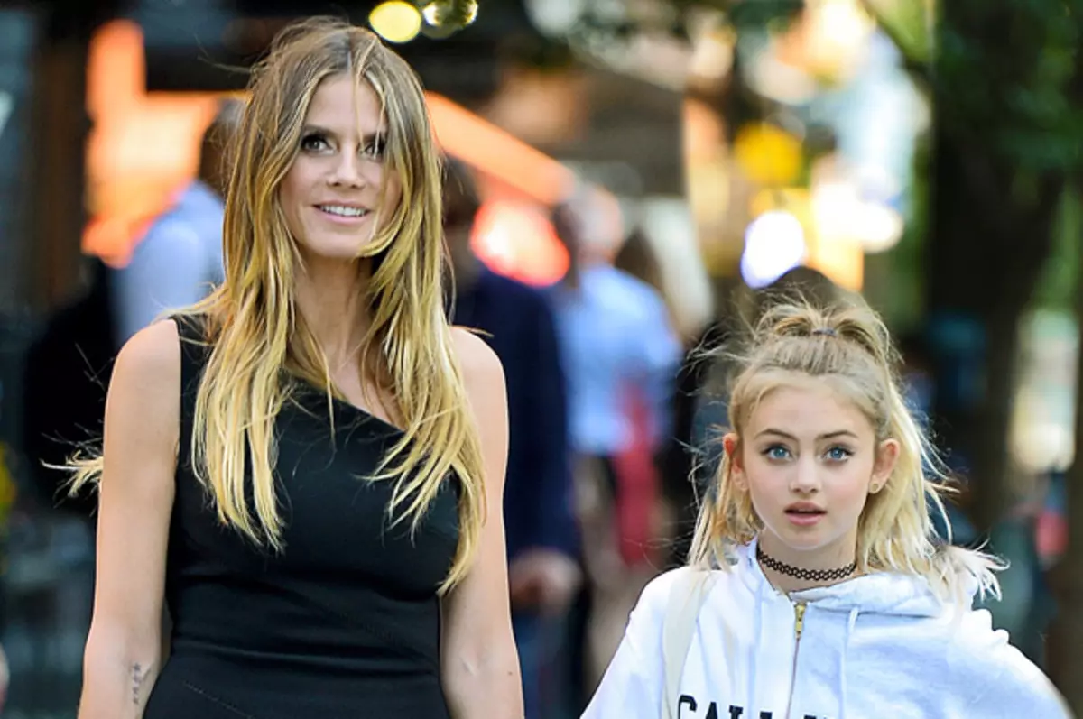 Heidi klum miaraka amin'ny zanakavavy matotra amin'ny hakamoana ho an-tongotra any New York