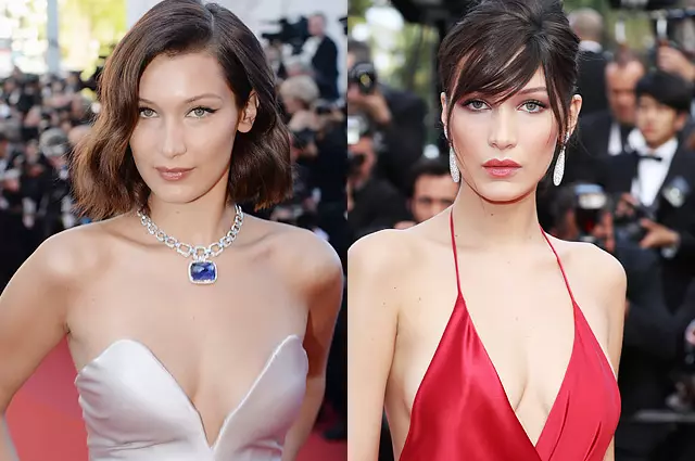 Bella Hadid pie Kannu filmu festivāla-2017 atkārtoja savu pagājušā gada Frank attēlu