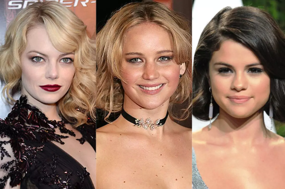 Emma Stone, Jennifer Lawrence, Selena Gomez