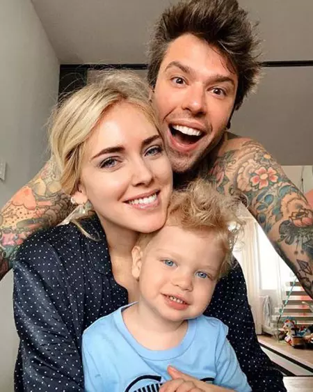 Chiara Franjai et Fedez avec fils