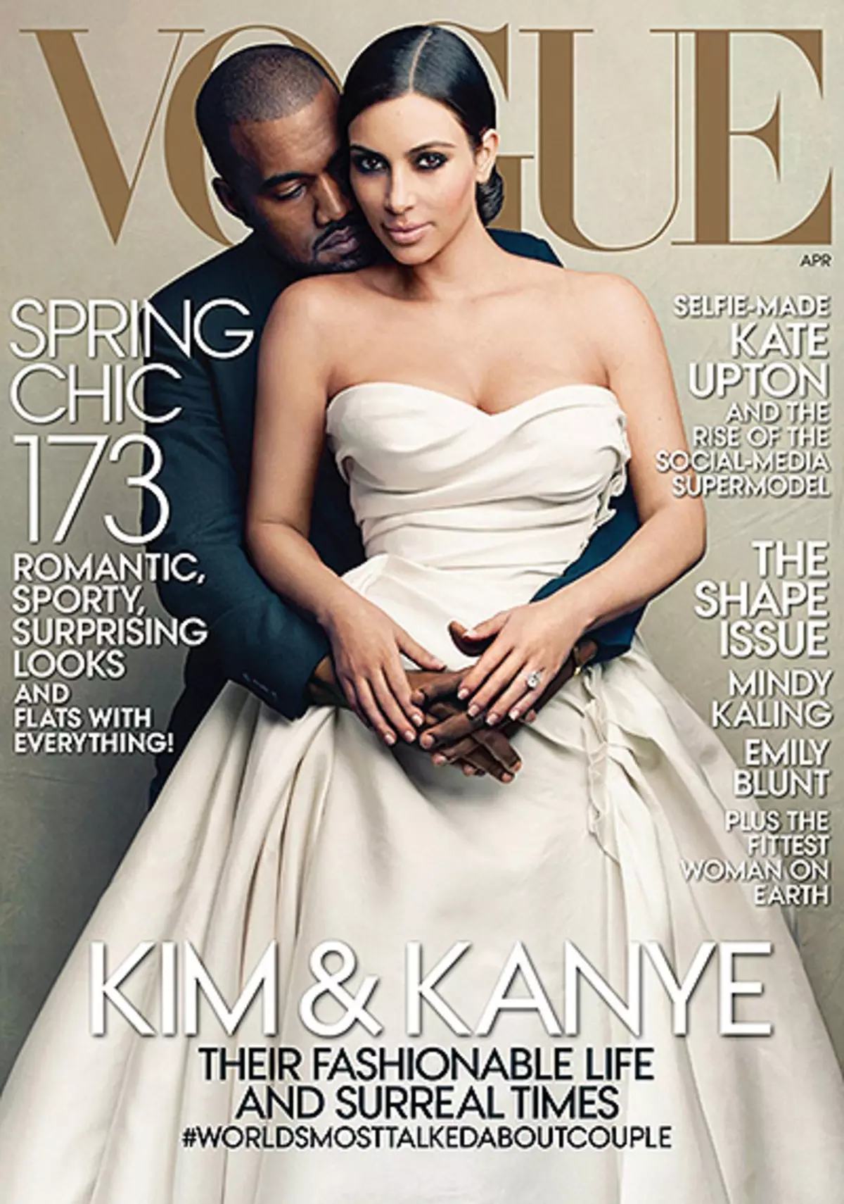 Kanye West kaj Kim Kardashian sur kovrilo Vogue