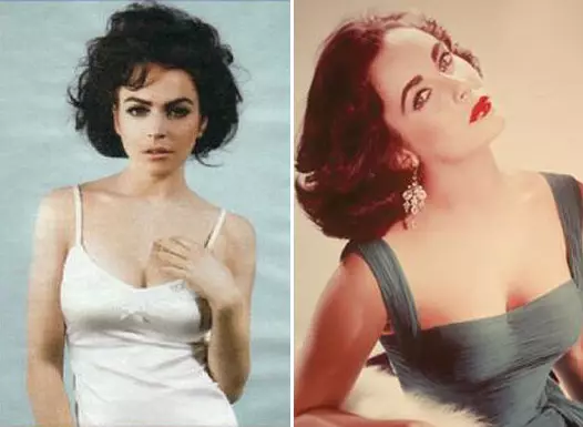 Lindsay Lohan na imagem de Liz Taylor no conjunto Liz e Dick