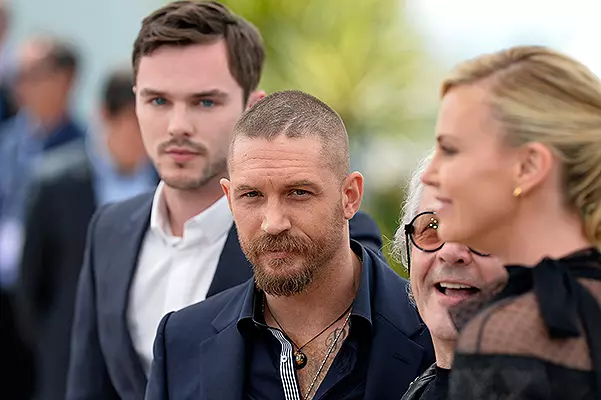 Nicholas Holt, Tom Hardy, George Miller at Charlize Theron