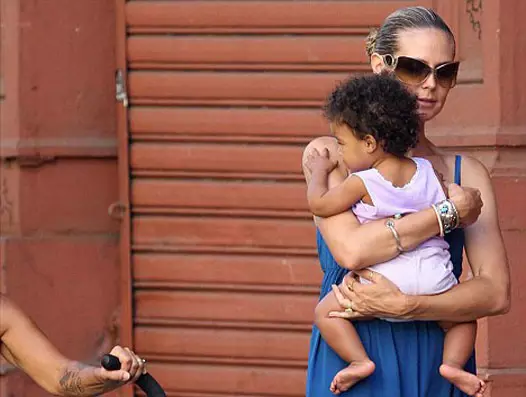 Heidi Klum on a walk with children