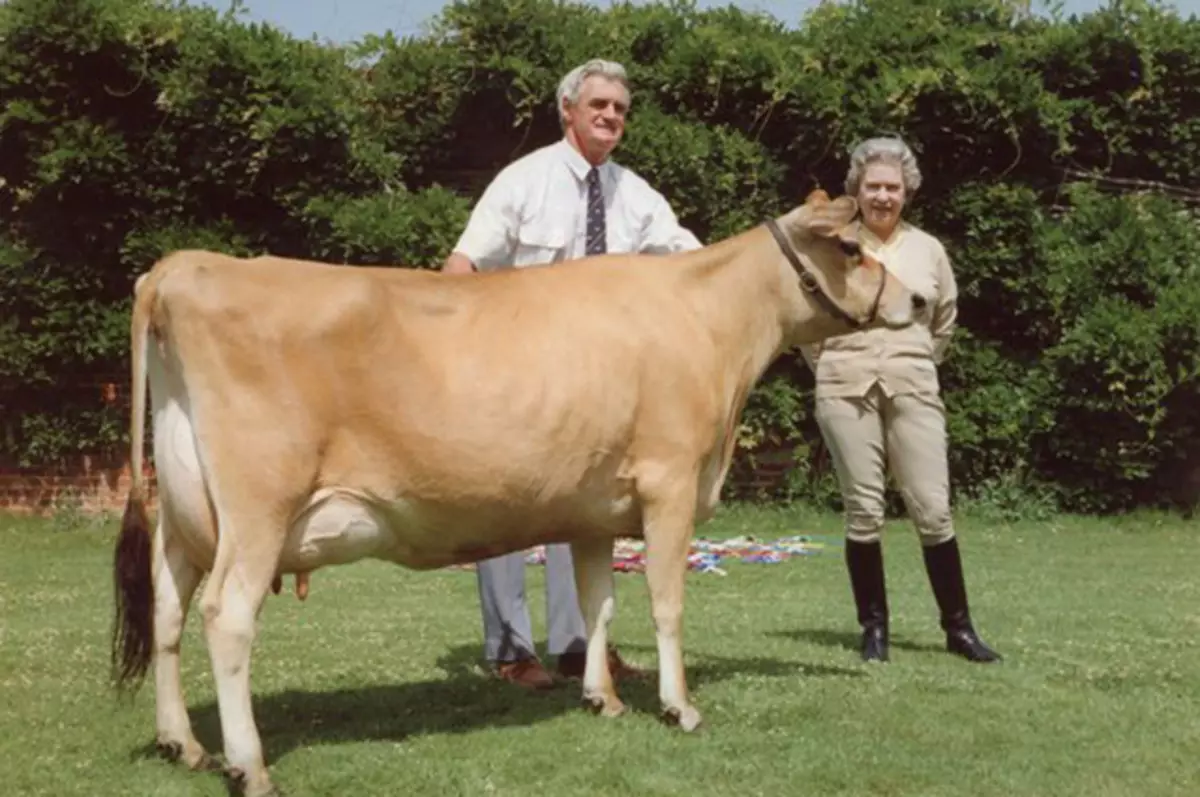 Drottning Elizabeth II med bonde Don Ferguson 1992