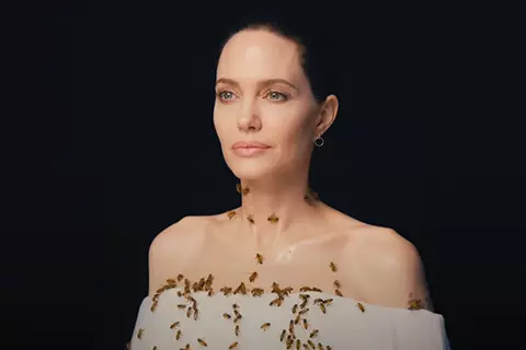 Angelina Jolie protagonizó una sesión de fotos con una abeja pole en el cuerpo