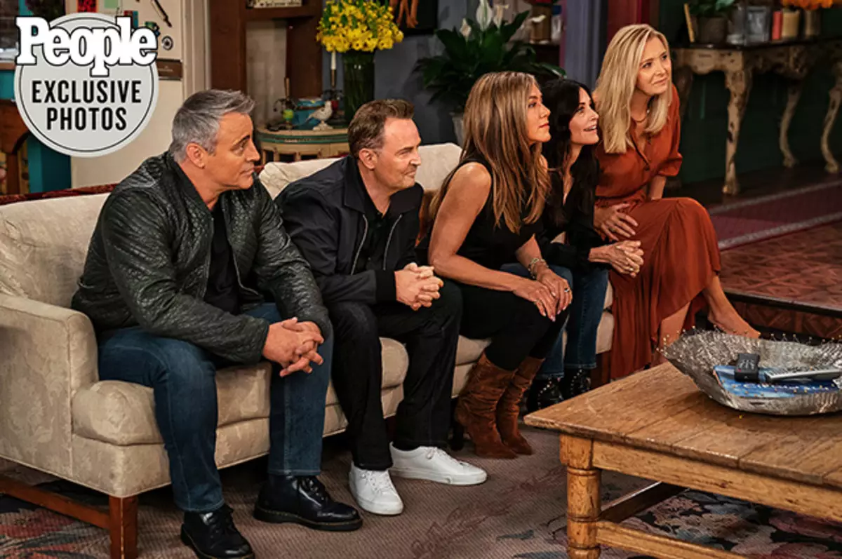 Matt Leblan, Matthew Perry, Jennifer Aniston, Courtney Cox e Lisa Kudroau