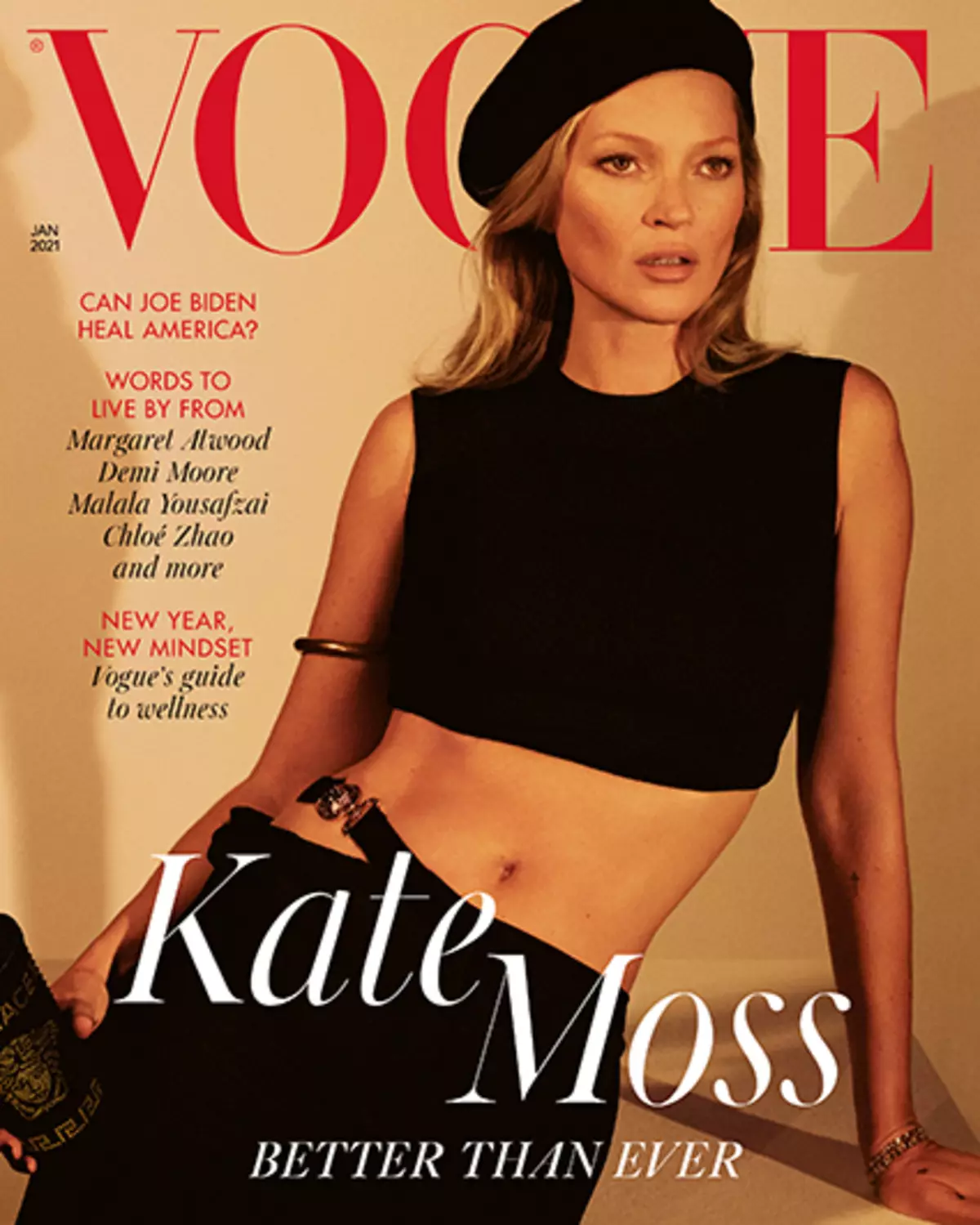 Kate Moss fuq il-qoxra tal-ħruġ ta 'Jannar tal-Vogue Brittaniku