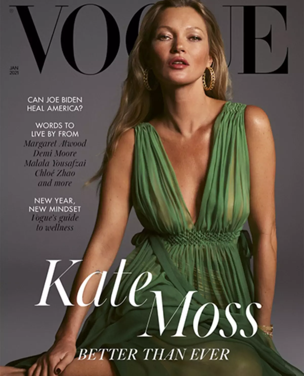 Kate Moss บนหน้าปกของฉบับเดือนมกราคมของ Vogue ของอังกฤษ