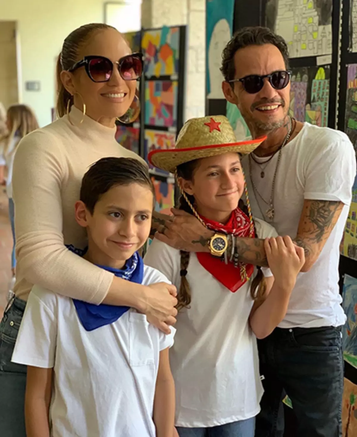 Jennifer Lopez et Mark Anthony avec des enfants