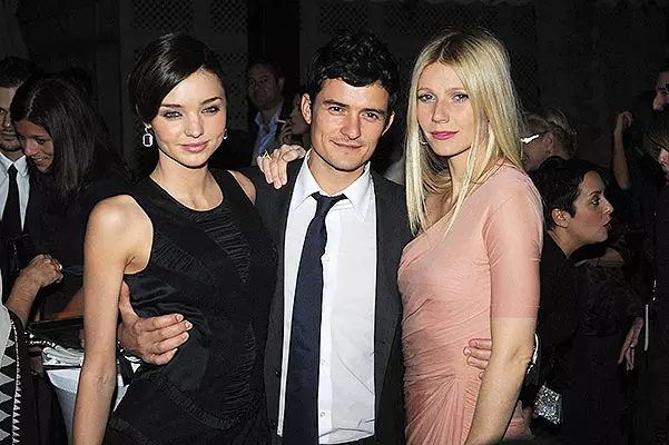 Orlando Bloom med den tidligere kone Miranda Kerr og Gwyneth Paltrow