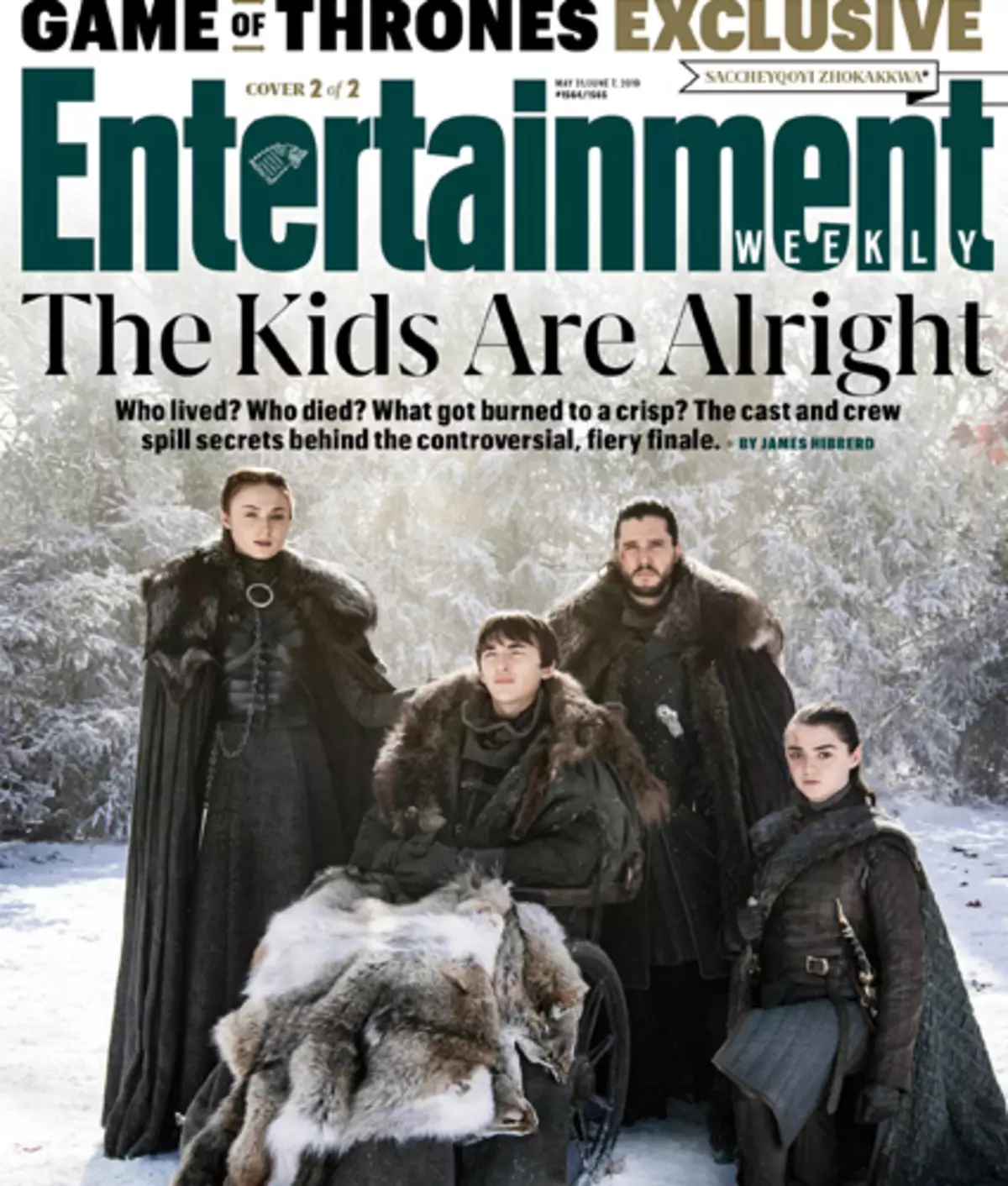 Sophie Turner, Isaac Hempsted-Wright, Keith Harington, Macy Williams na capa