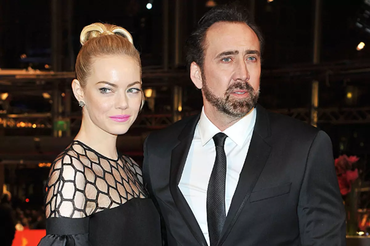 Emma Stone ug Nicholas Cage sa Premiere