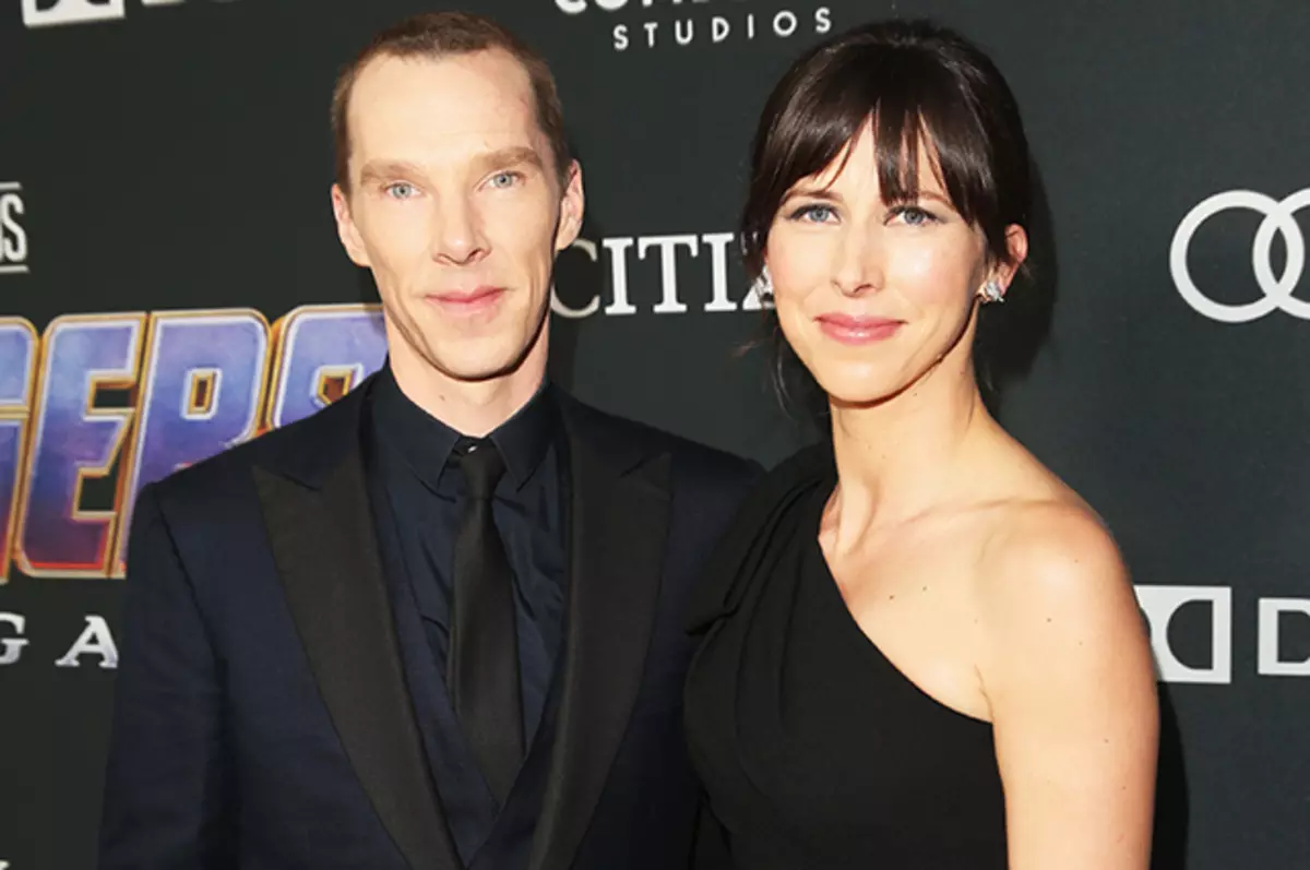 Sällsynt utgång: Benedict Cumberbatch med sin fru Sophie Hunter på premiären