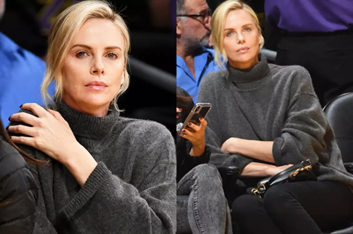 Charlize Theron در یک عکس گاه به گاه دنج، یک بازی بسکتبال در لس آنجلس بازدید کرد