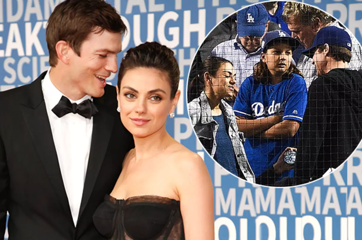 Mila Kunis dan Ashton Kutcher mengatur kencan pada pertandingan bisbol